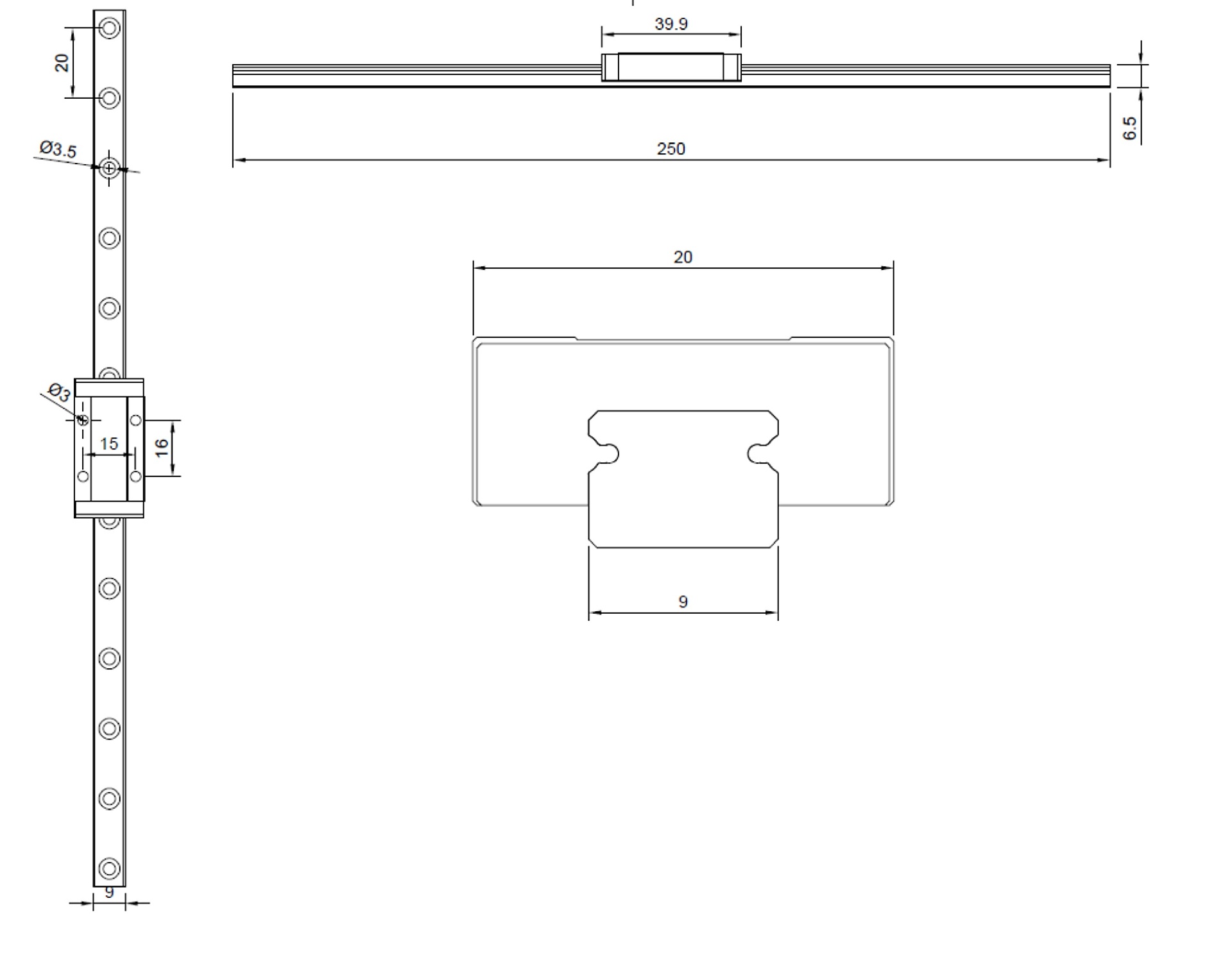 250 mm Linear Slide Set – Precision Slide Rail & Block