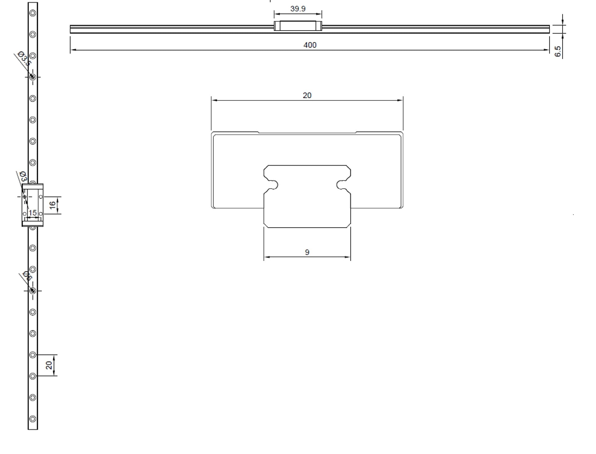 400 mm Linear Slide Set – Precision Slide Rail & Block - Studica